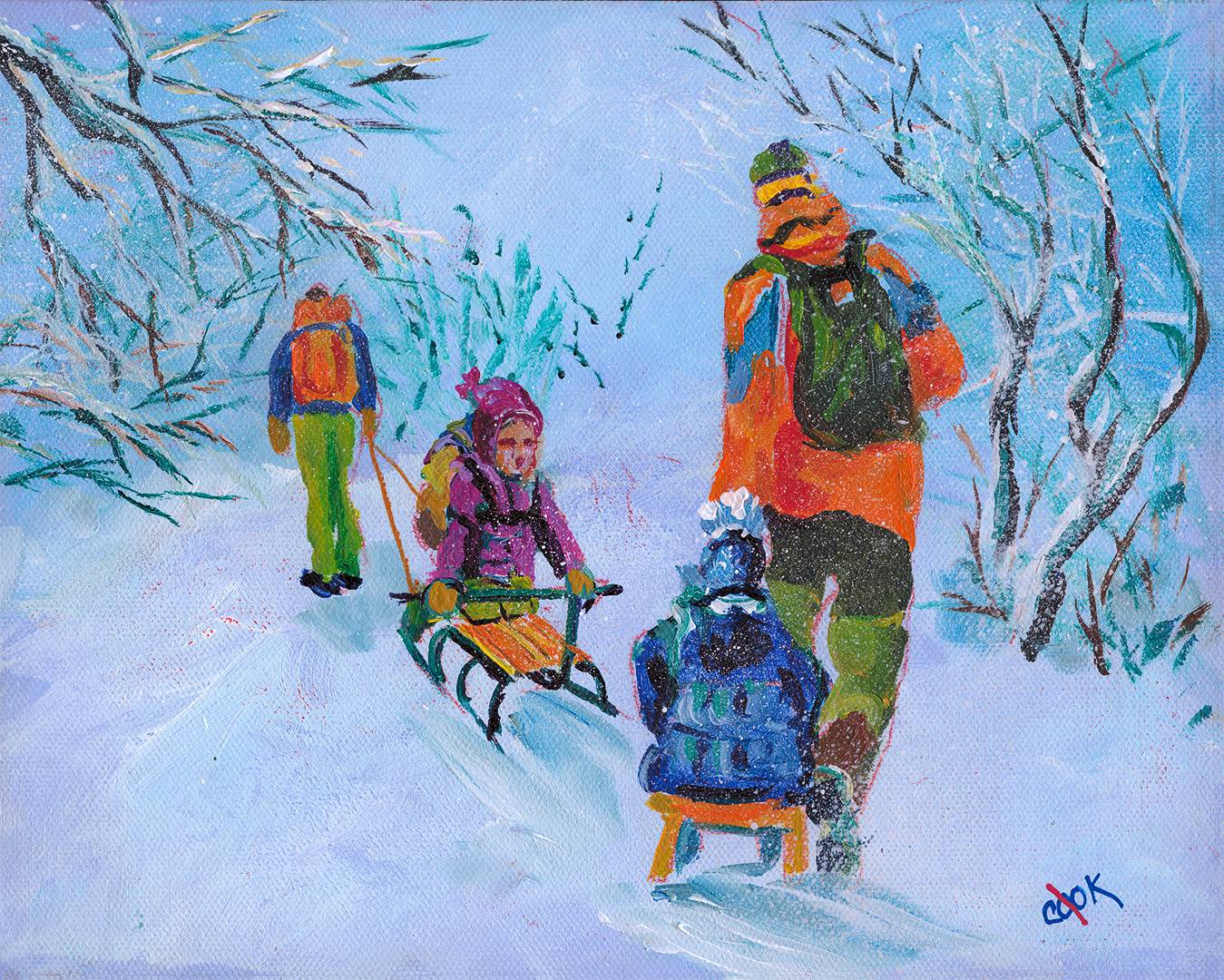 A Snow Day with Dads – Tutorial – Academy of Fine Art and Acrylic Painting