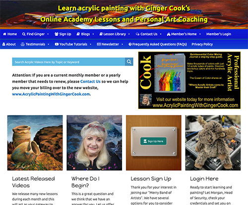 GingerCookLive Website – Academy of Fine Art and Acrylic Painting